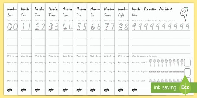 NZ Number Formation Worksheet (teacher made)