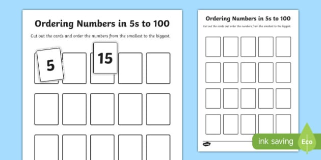 Ordering Numbers in 5s to 100 Activity