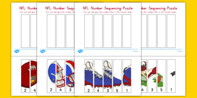 Football 1-5 Number Sequencing Puzzles (Teacher-Made)