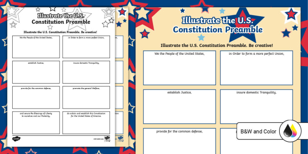 Illustrate the U.S. Constitution Preamble (teacher made)