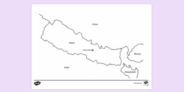 FREE! - Map of Nepal with Kathmandu colouring sheet
