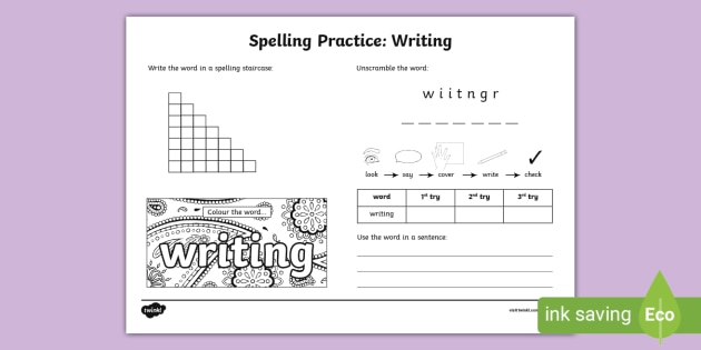 Spelling Writing Worksheets • Twinkl.com.au