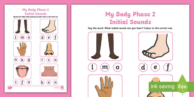 All About Me: My Body Phase 2 Initial Sounds Activity