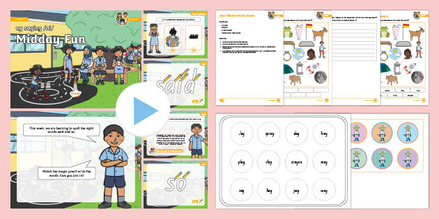 Twinkl Phonics Level 5 Week 1 Lesson 3 Pack 'ay' saying /ai/