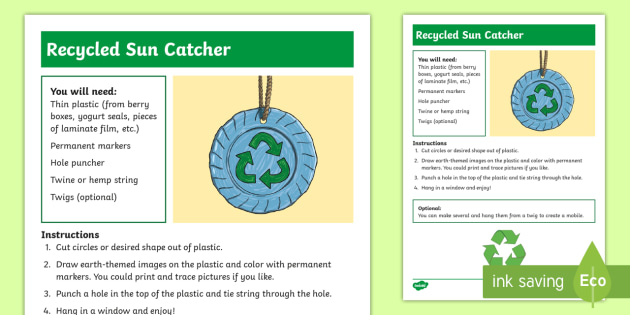 Recycled Sun Catcher Craft Instructions - Earth Day, reduce