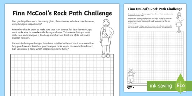 Finn McCool's Rock Path Challenge Activity Sheet - shape, tesselation