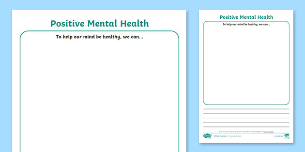 Positive Mental Health Self Care Poster Activity