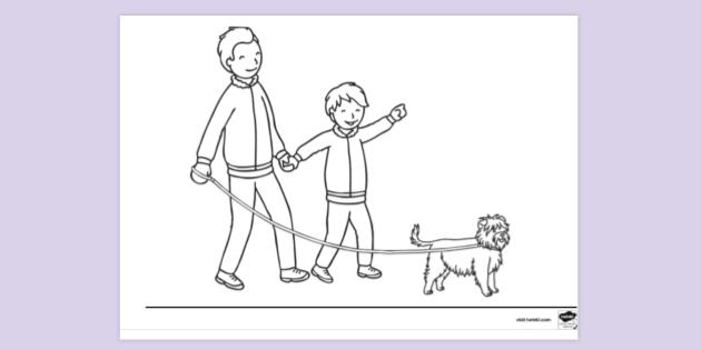 FREE! - Dog Walking Colouring Sheet | Colouring Pages