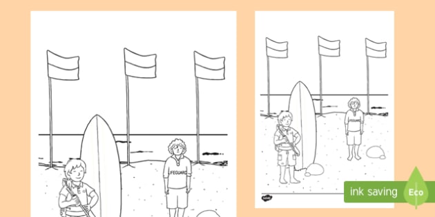 Surf Life Saver Colouring Page-Australia (teacher made)