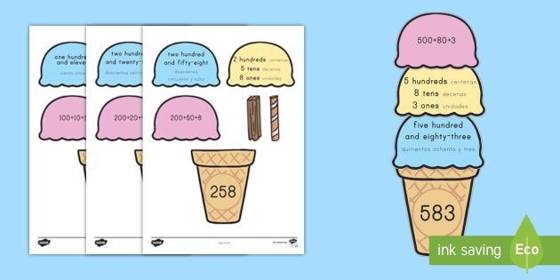 Place Value Ice Cream Cone Matching Activity (teacher made)