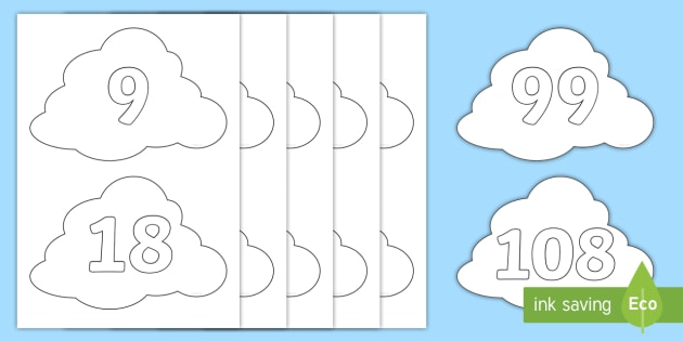 Counting in 9s on Clouds Cut-Outs