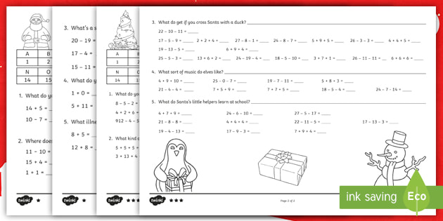 * NEW * KS1 Addition and Subtraction Christmas Joke Activity