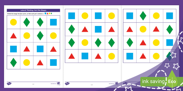 Lateral Thinking: Sort the Shapes (teacher made)