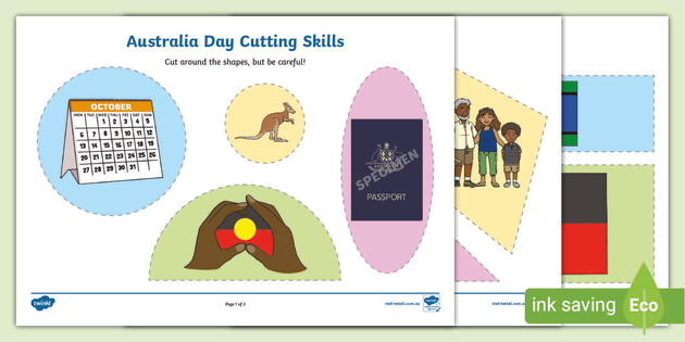 Australia Day Cutting Skills Worksheet - Topics - EYLF