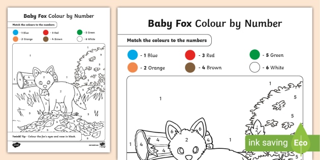 FREE! - Baby Fox Colour by Number (Teacher-Made)