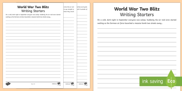WW2 Short Stories Blitz Writing Starters (teacher made)