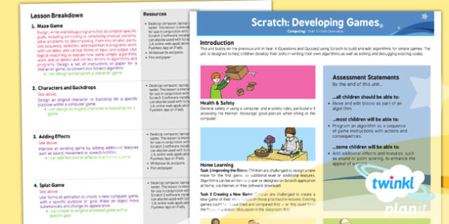 Computing: Scratch Developing Games Year 5 Planning Overview