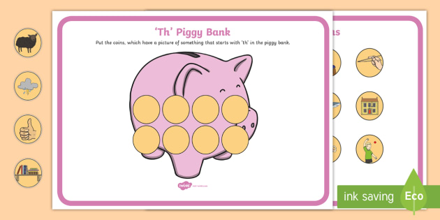 Th Phonics Piggy Bank Activity (teacher made)