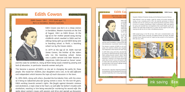 Edith Cowan Fact File (teacher made)