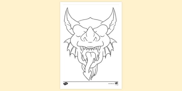 FREE! - Welsh Red Dragon Mask Colouring | Colouring Sheets