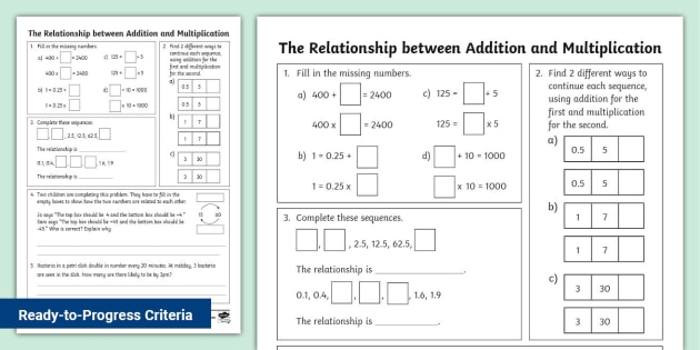 👉 Year 6 Additive and Multiplicative Relationships Worksheet