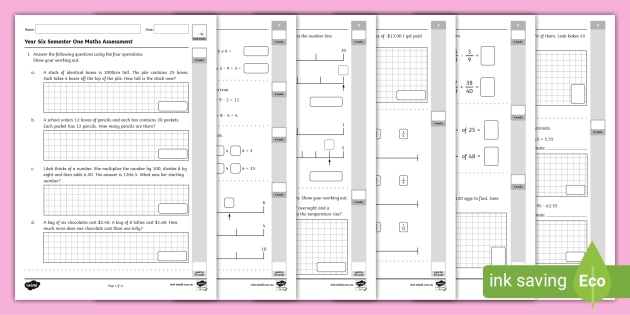 Year Six Semester One Maths Assessment (teacher made)