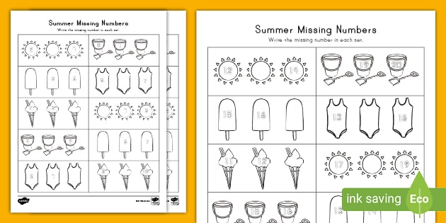Summer Missing Numbers Activity (teacher made)