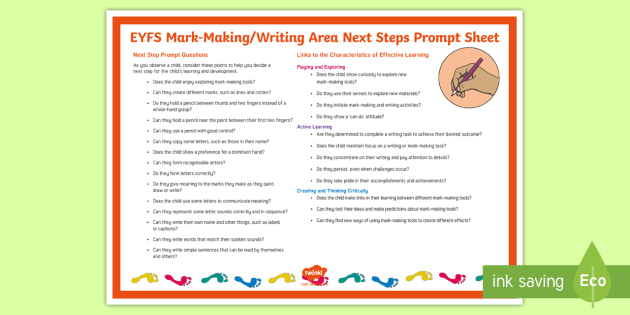 * NEW * EYFS Mark-Making/Writing Area Reception FS2 Next Steps Prompt ...