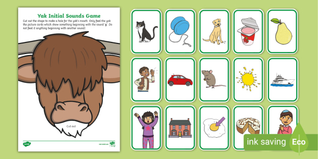 Yak Initial Sound Game: Letter y (teacher made)