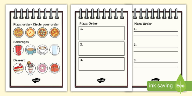 Restaurant Dramatic Play - Pizza Restaurant Worksheet