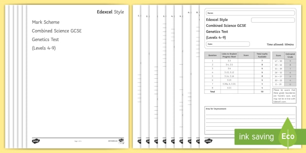 Edexcel Style Biology Combined Science Specimen Paper: Genetics