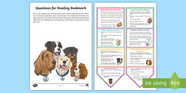 Year 4 Questions for Reading Bookmark Question Cards