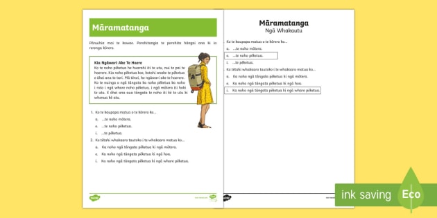 Backpacking Reading Comprehension Worksheet / Worksheet - Te Reo Maori