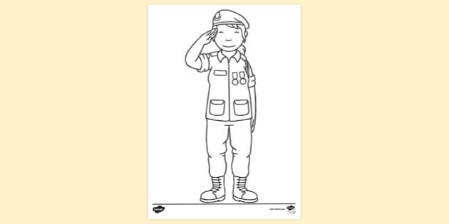 Female Armed Forces Colouring Sheet | Colouring Sheets
