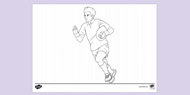 FREE! - Student Playing Rugby Boy Colouring | Colouring Sheets
