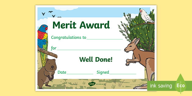Australian Animals Merit Award Certificates (teacher made)