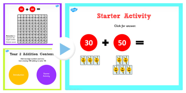 Year 2 Adding 2 Digit Numbers and Tens Not Crossing 100 Base 10