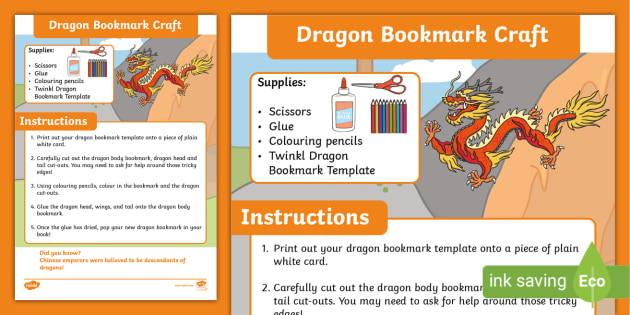 FREE! - Dragon Bookmark Craft Activity (Teacher-Made)