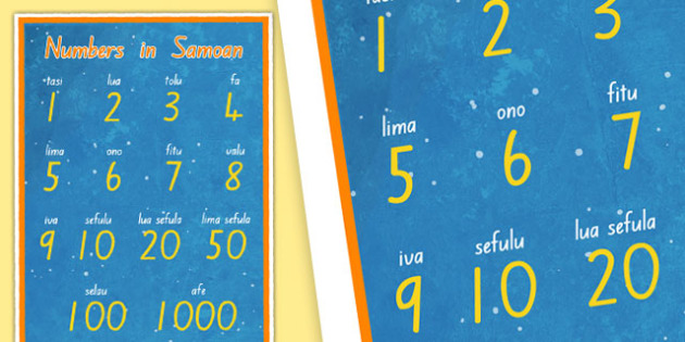 Numbers in Samoan Display Poster (teacher made)
