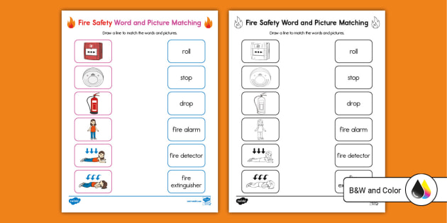 Fire Safety Word and Picture Matching Activity
