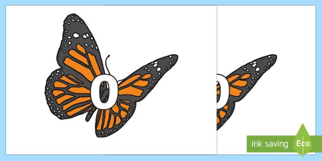 Numbers 0-20 on Butterflies