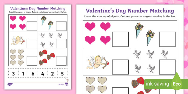 Valentine's Day Number Matching Activity (teacher made)