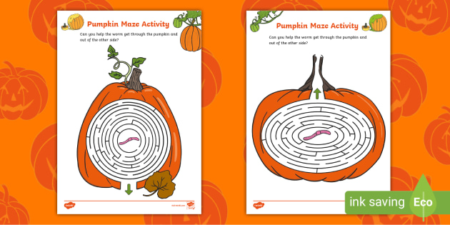 FREE! - Halloween Pumpkin Maze Activity Worksheets