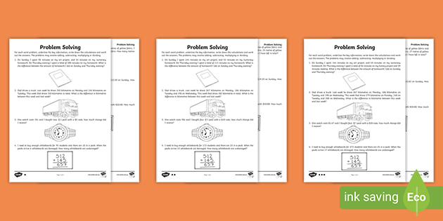 Differentiated Addition and Subtraction Word Problem Worksheets