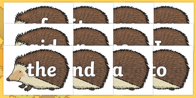 100 High Frequency Words on Hedgehogs