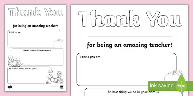 Thank You Teacher Keepsake Activity (teacher made)