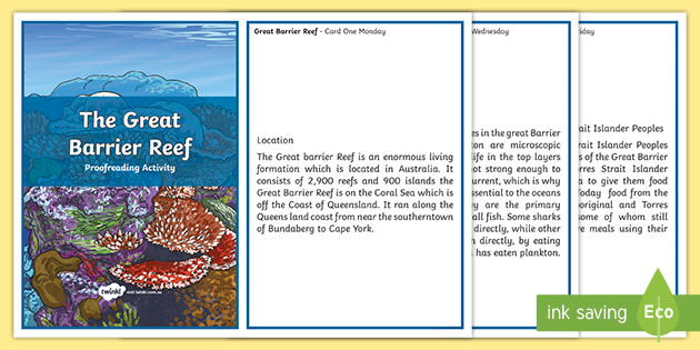* NEW * Great Barrier Reef Proofreading Activity