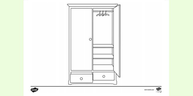 FREE! - Wardrobe with Open Door And Drawer Colouring Sheet