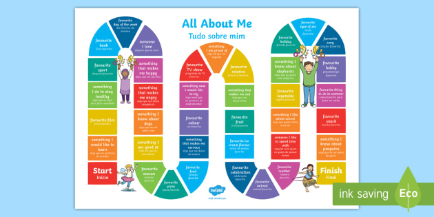 All about Me Board Game English/Portuguese (teacher made)