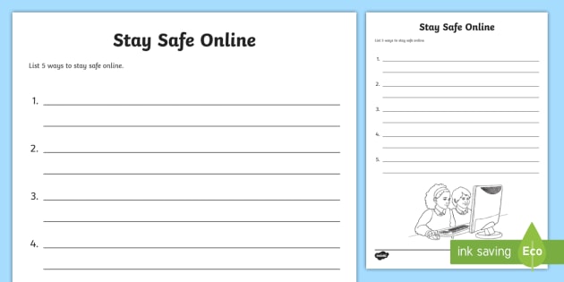 Stay Safe Online Worksheet (teacher made)